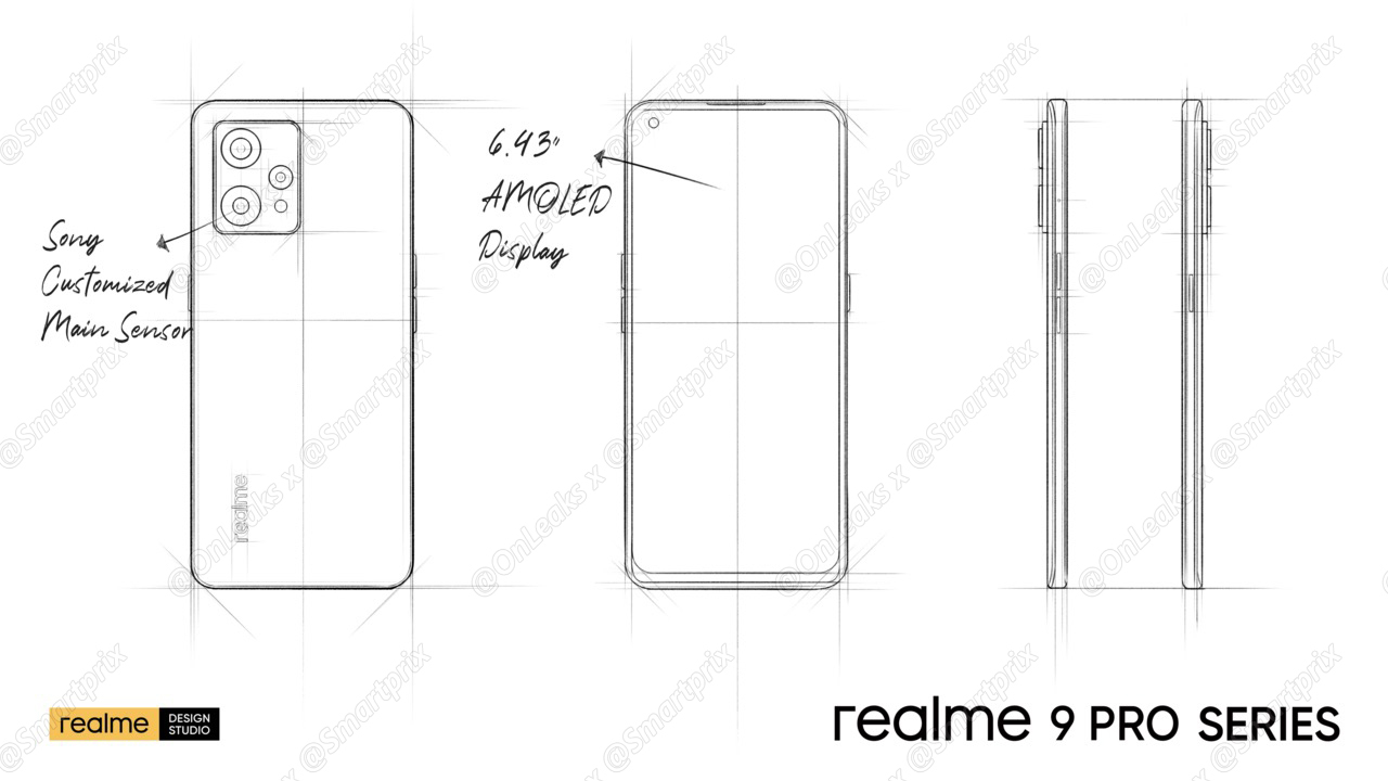 [Exclusive] Realme 9 Pro Series sketches reveal AMOLED screen and ...