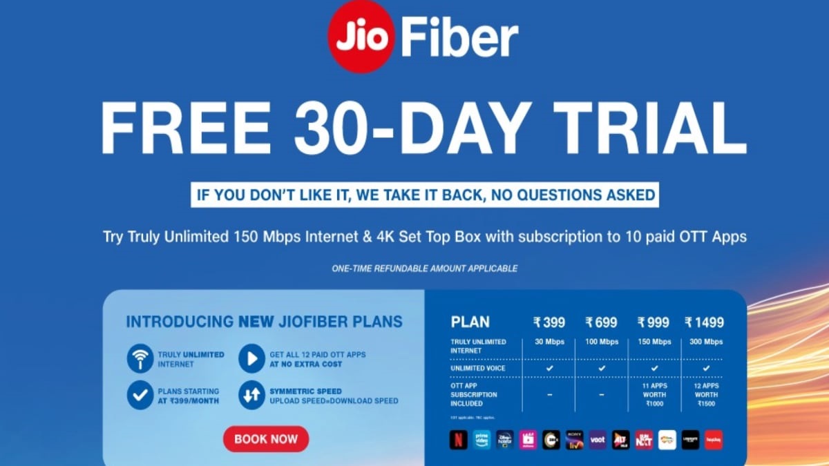 12 OTT ऐप्स के फ्री सब्सक्रिप्शन के साथ आते हैं ये Jio Fiber प्लान